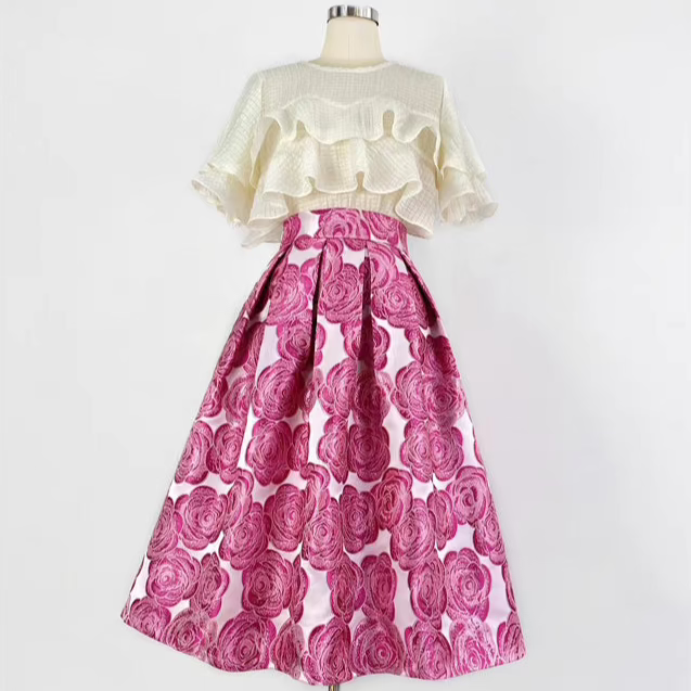 rose pink princess elegant embroidered tutu skirt – remulia