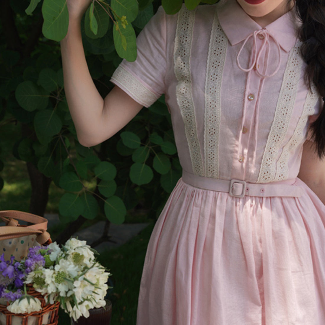 Cherry blossom embroidered Hepburn dress – remulia