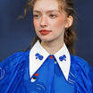 Blue bird embroidery blouse – remulia