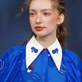 Blue bird embroidery blouse – remulia
