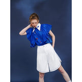 Blue bird embroidery blouse – remulia