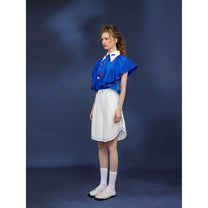 Blue bird embroidery blouse – remulia