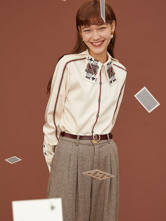 King Card Collar Decorated Blouse – remulia