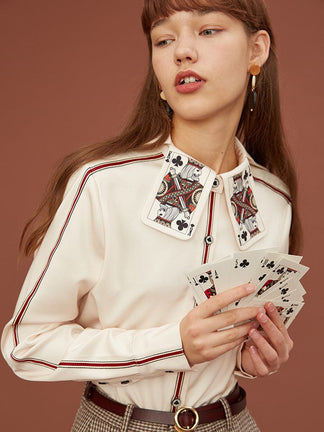 King Card Collar Decorated Blouse – remulia