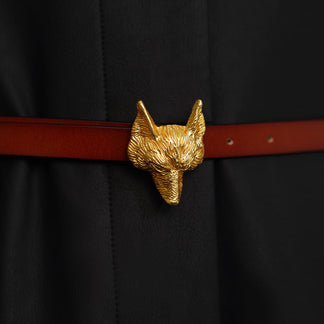 Leather belt with gold fox clasp – remulia