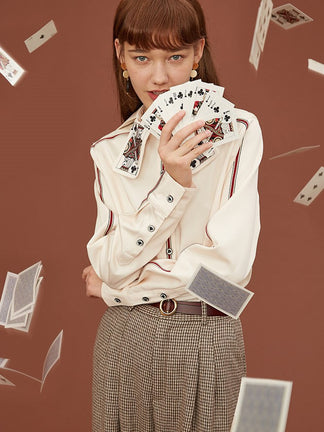 King Card Collar Decorated Blouse – remulia